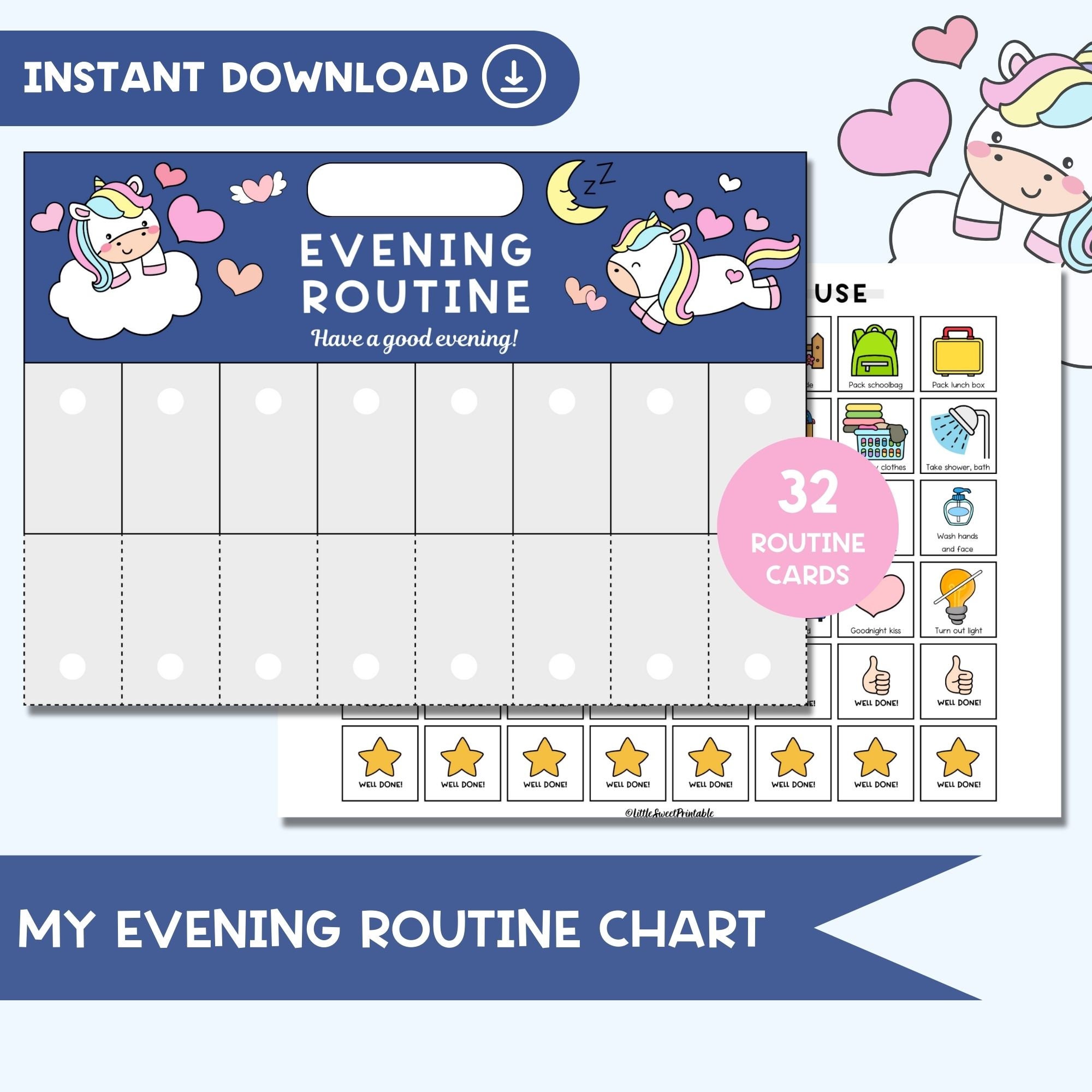 Bedtime Flip Chart Routine Printable Visual Schedule Kids Toddler Daily ...