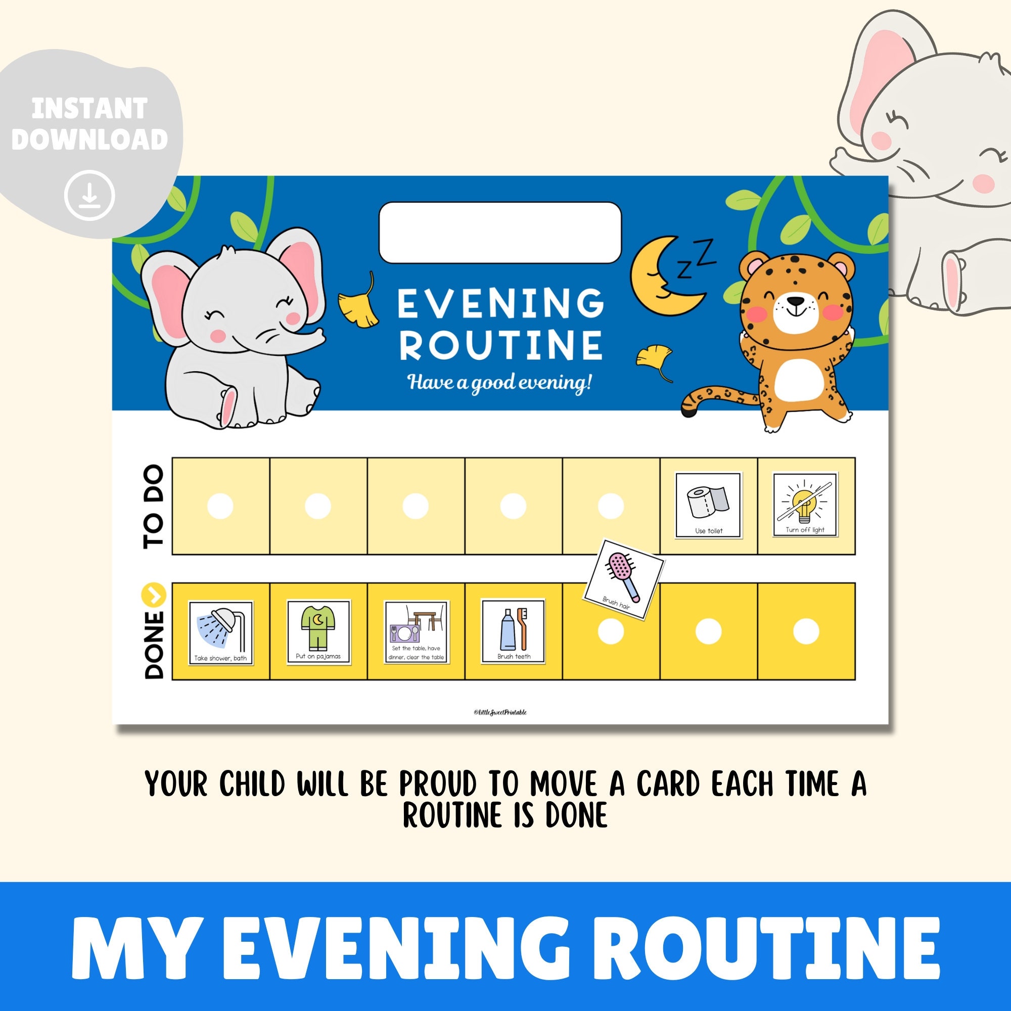 Bedtime Routine Chart, Visual Schedule for Kids, Toddler Routine ...