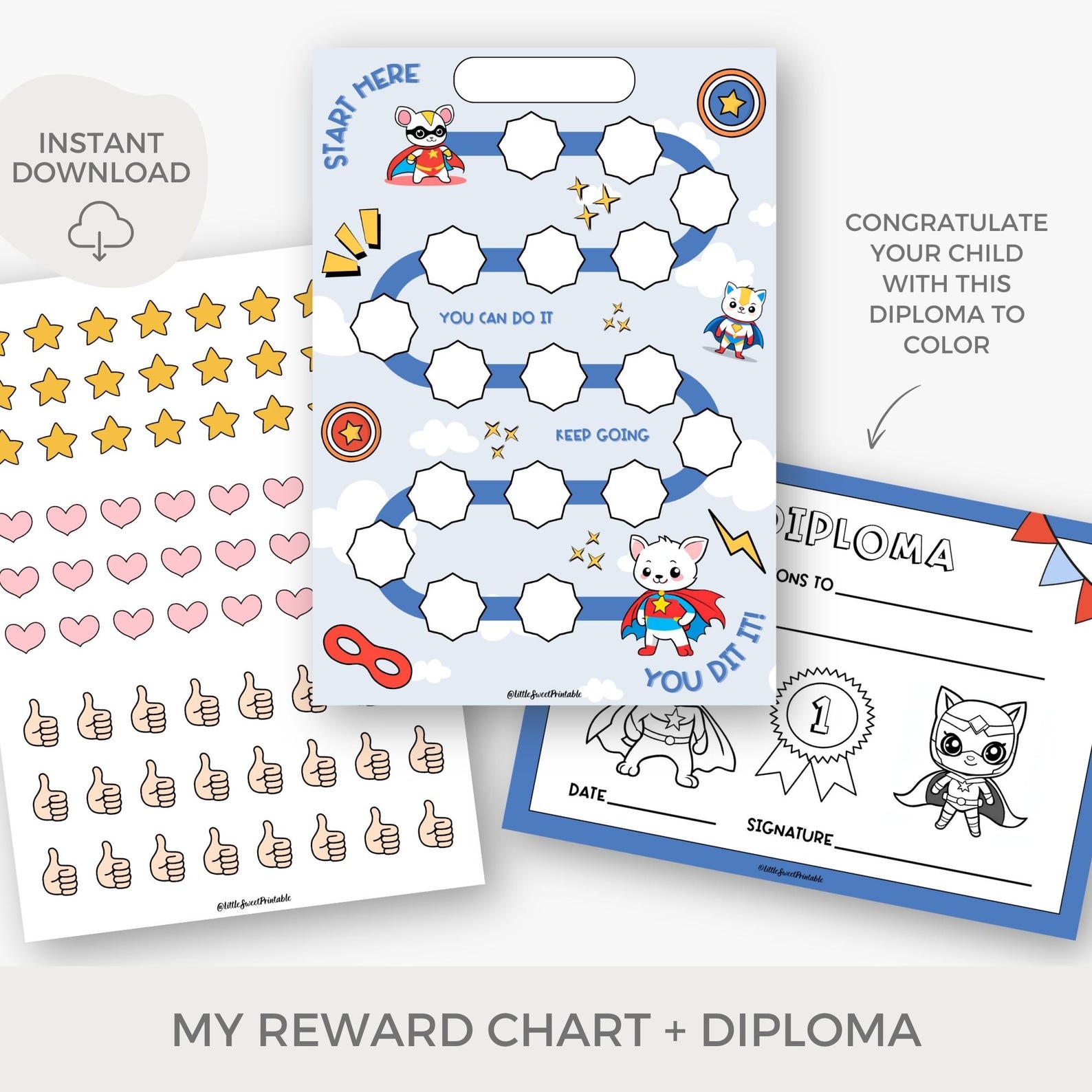 Reward Chart, Printable Reward Chart, Toddler Reward Chart, Sticker ...