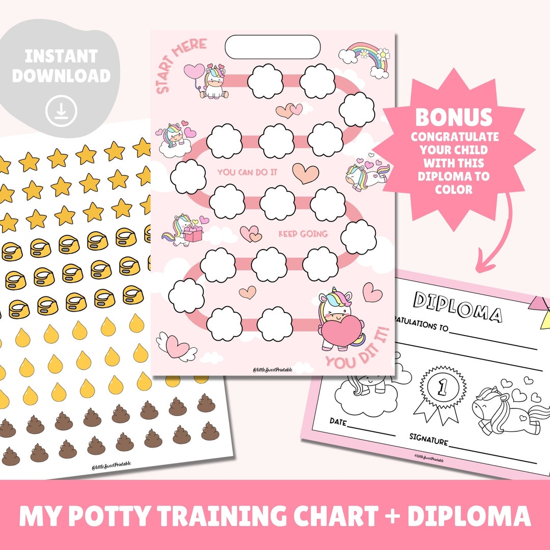 Potty Training Chart Printable, Toddler Potty Sticker Chart, Potty ...