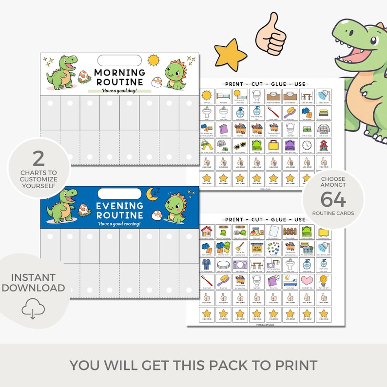 Morning and Bedtime Routine Flip Chart, Routine Chart for Toddlers ...