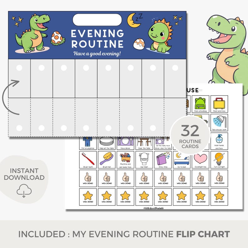 Morning and Bedtime Routine Flip Chart, Routine Chart for Toddlers ...