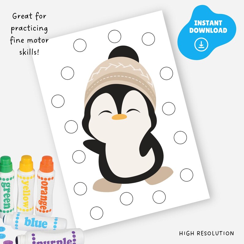 Do a Dot Printable, Winter Dot Marker Pages, Easy Kids Coloring Pages ...