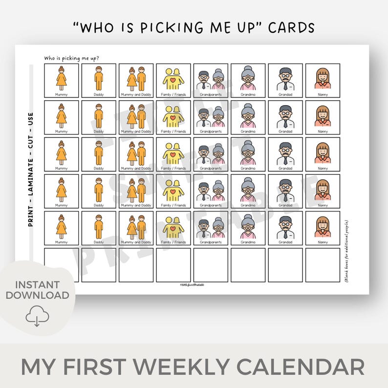 Weekly Visual Calendar, Toddler Visual Schedule, Daily Schedule, Weekly ...