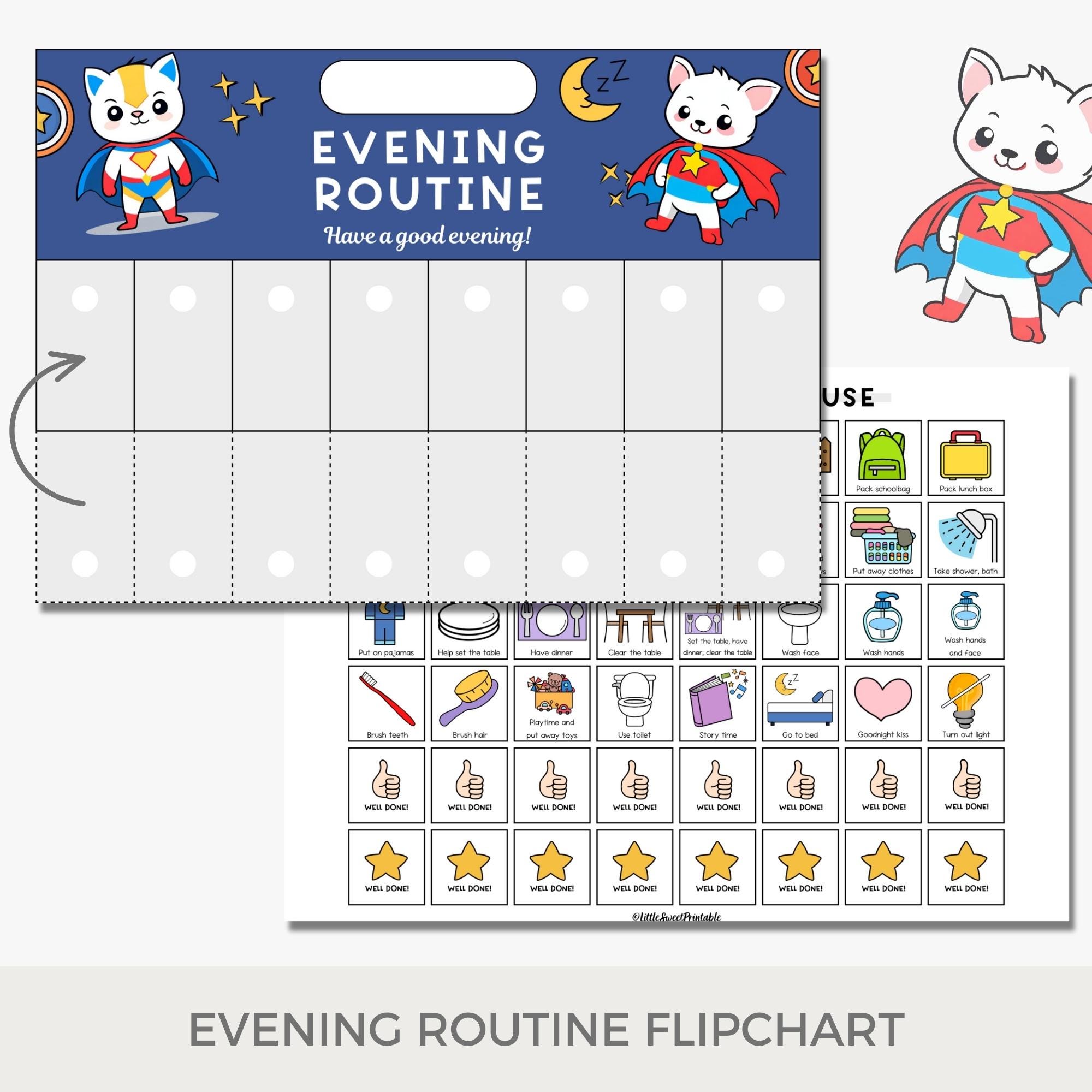 Bedtime Chart for Toddlers, Visual Schedule for Kids, Routine Flip ...