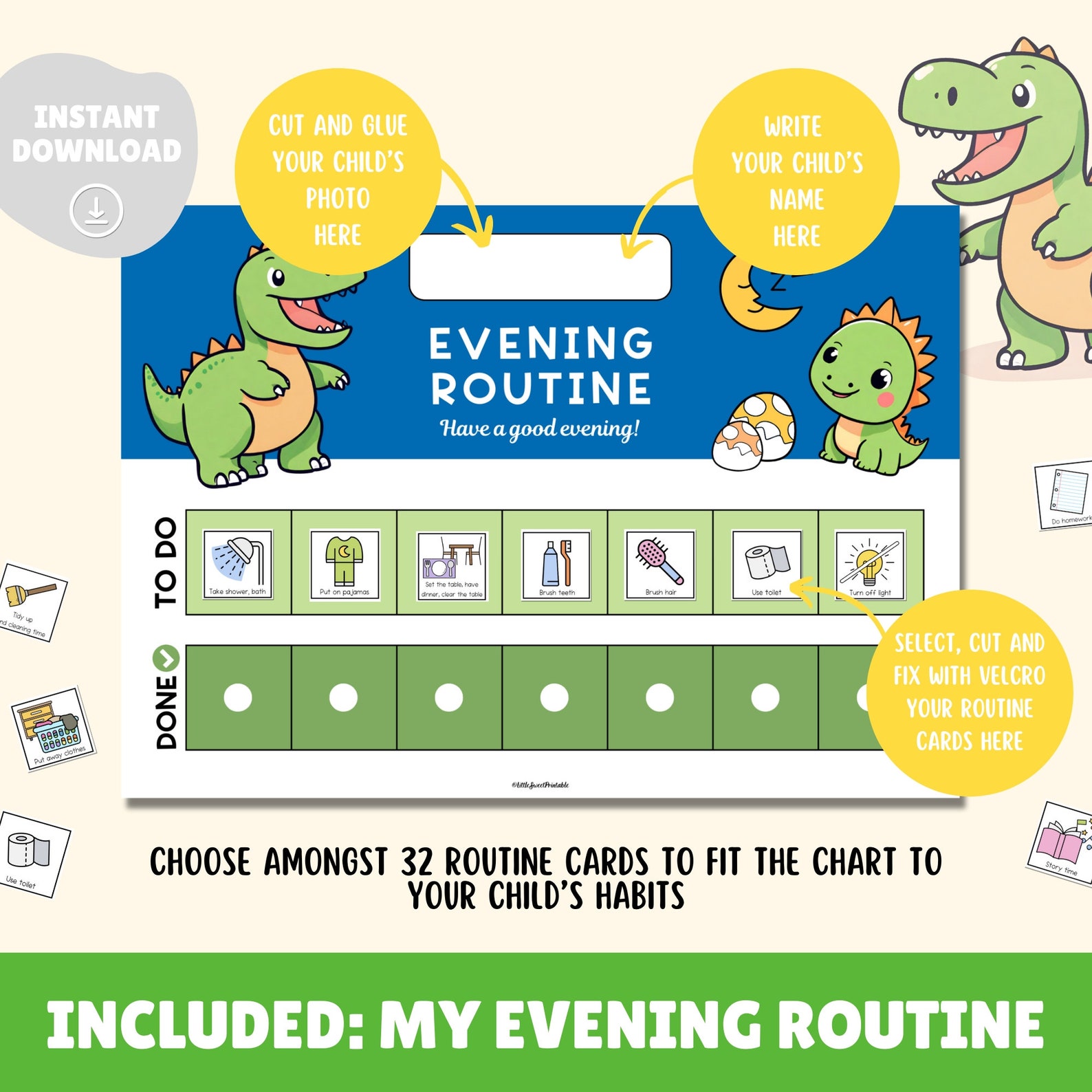 Morning and Bedtime Routine Chart, Routine Chart for Kids, Daily ...