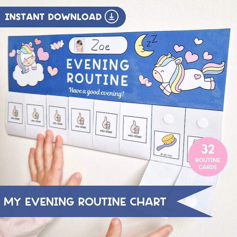 Bedtime Flip Chart Routine Printable Visual Schedule Kids Toddler Daily ...