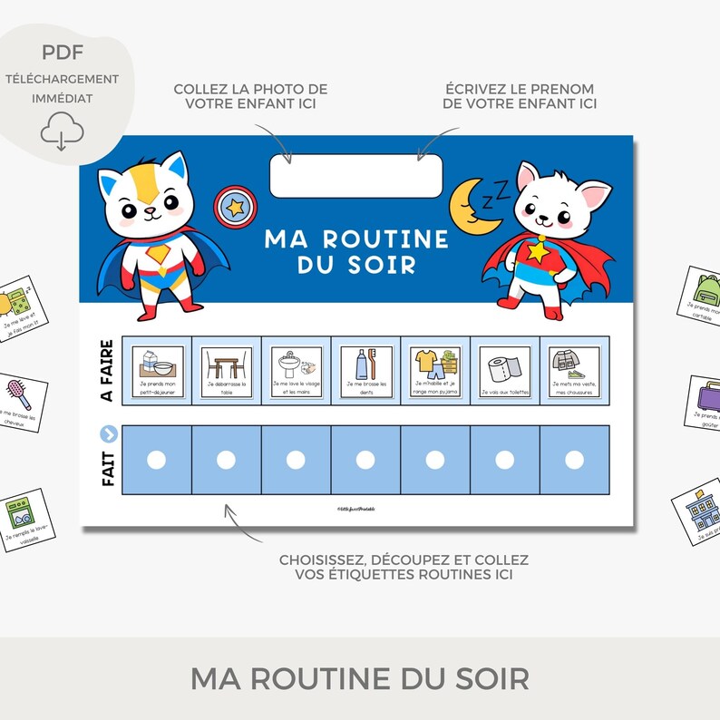 Bedtime Routine Chart, Visual Schedule for Kids, Toddler Routine ...