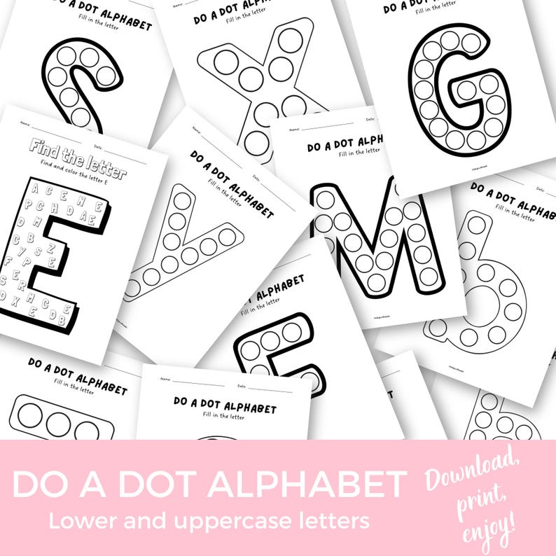 Do a Dot Alphabet Worksheets, Do a Dot Letters Worksheets, Kid ...