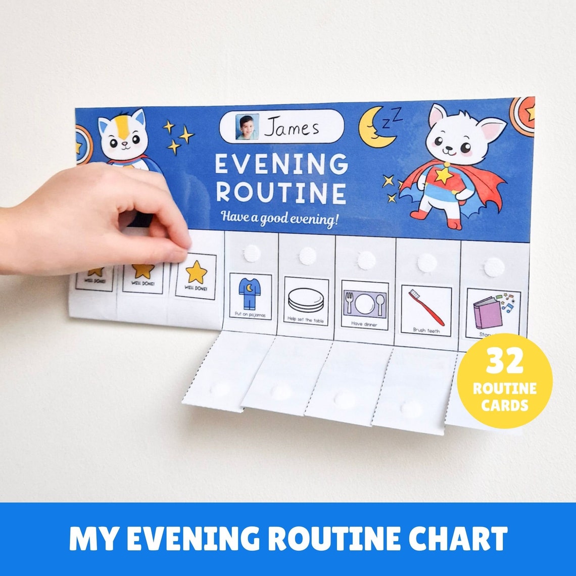 Morning and Bedtime Routine Flip Chart, Routine Chart for Toddlers ...
