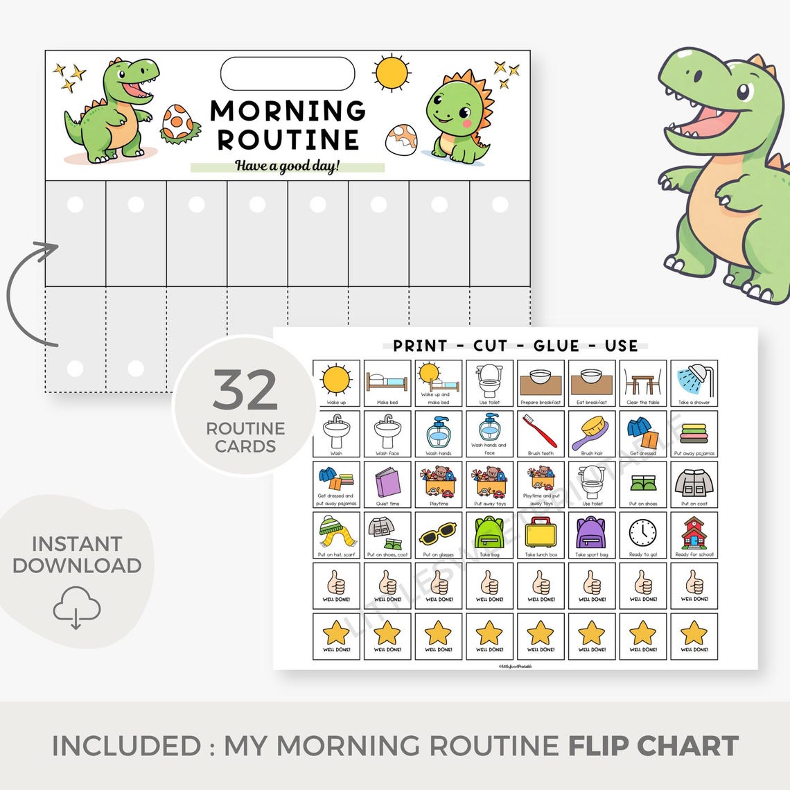 Morning and Bedtime Routine Charts for Kids, Routine Flip Charts ...