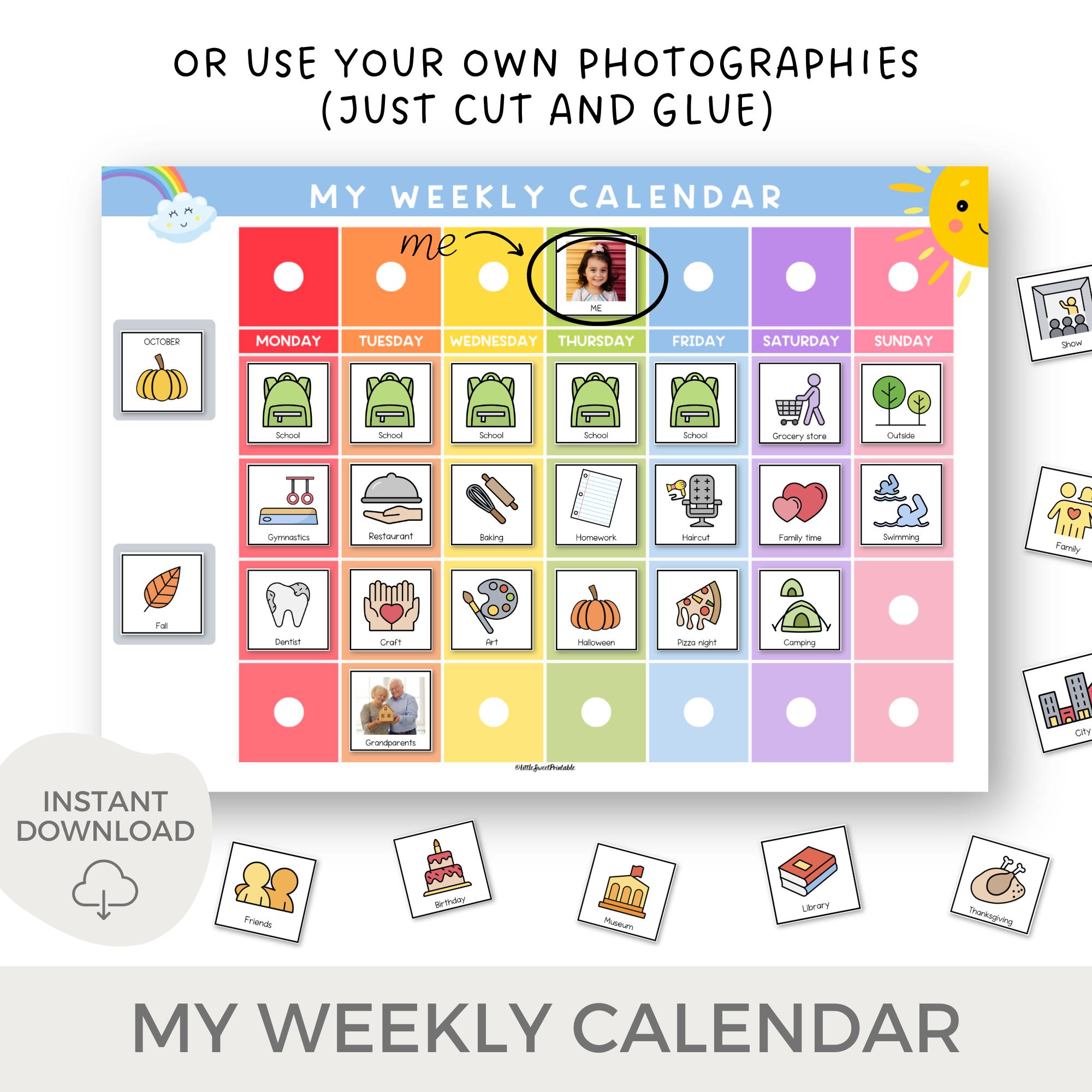 Weekly Visual Calendar, Weekly Schedule Kids, Visual Schedule, Daily ...