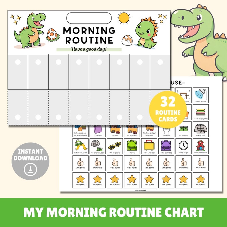 Morning Routine Printable for Kids, Routine Chart for Toddler ...