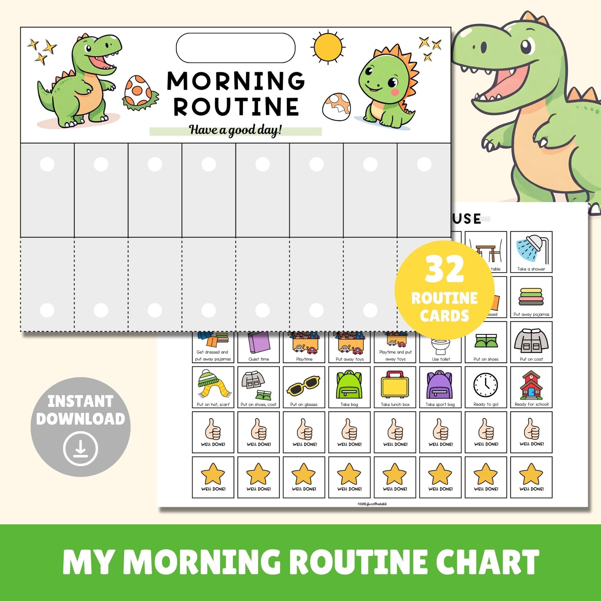 Morning Routine Printable for Kids, Routine Chart for Toddler ...