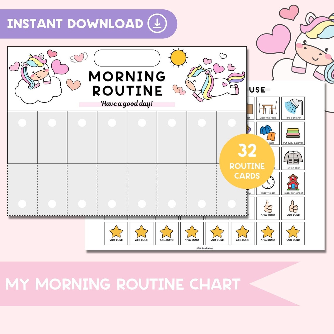 Morning Routine Printable for Kids Routine Chart for Toddlers Tracker ...