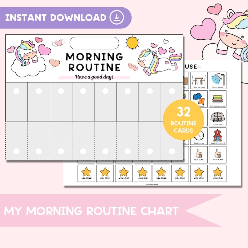 Morning Routine Printable for Kids Routine Chart for Toddlers Tracker ...