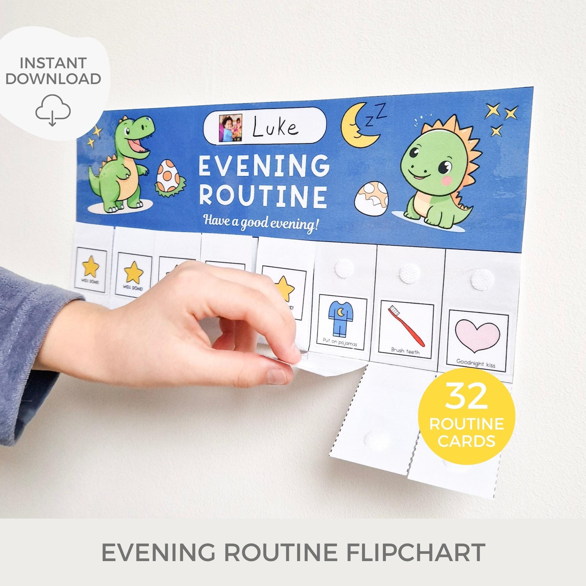 Bedtime Chart for Toddlers, Visual Schedule for Kids, Routine Flip ...