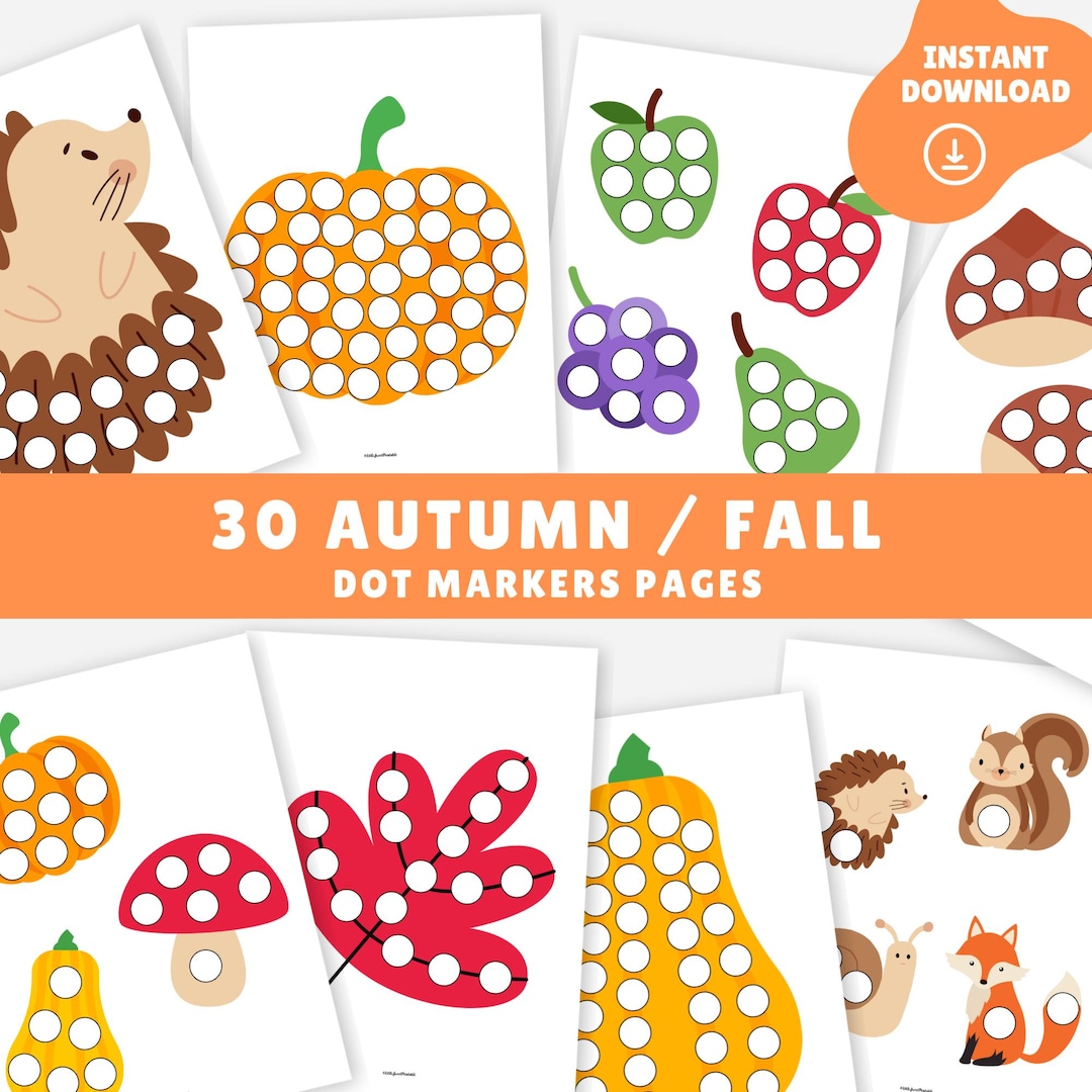 Do a Dot Printable, Autumn Fall Dot Marker Printable Pages, Easy ...