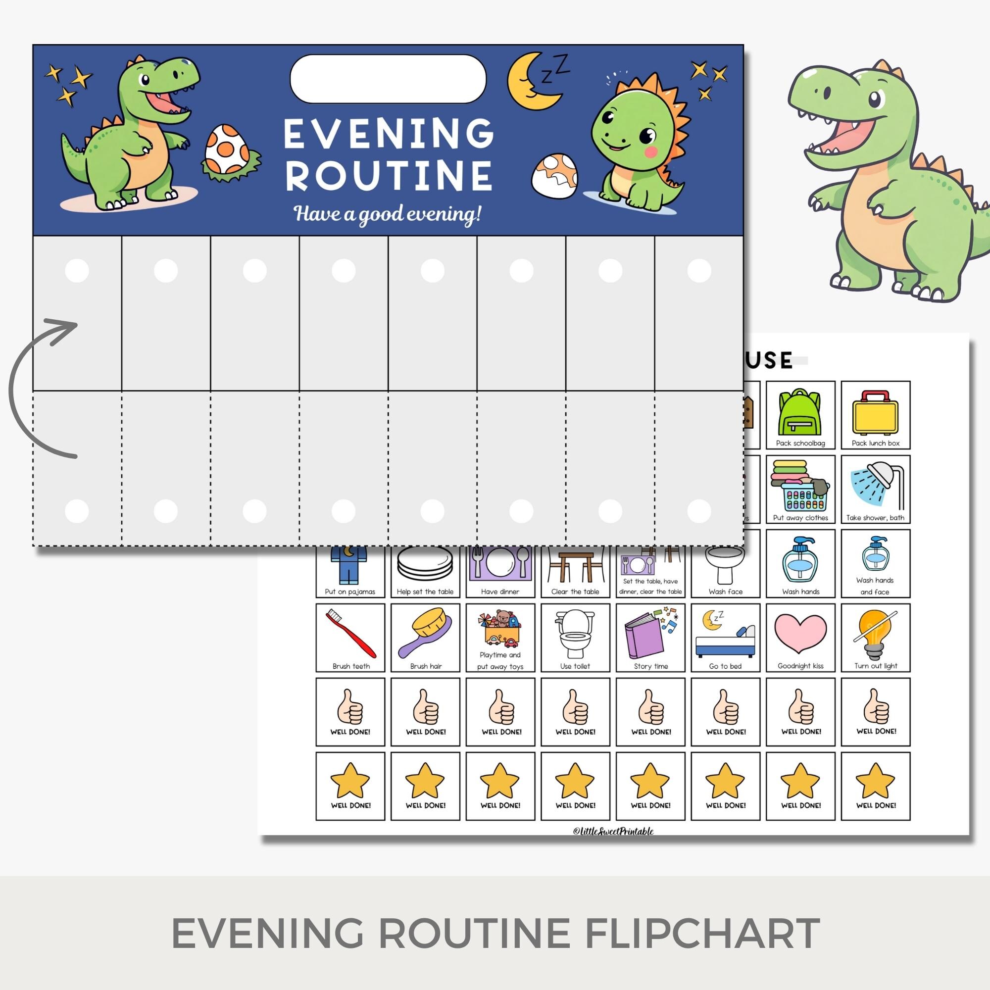Bedtime Chart for Toddlers, Visual Schedule for Kids, Routine Flip ...