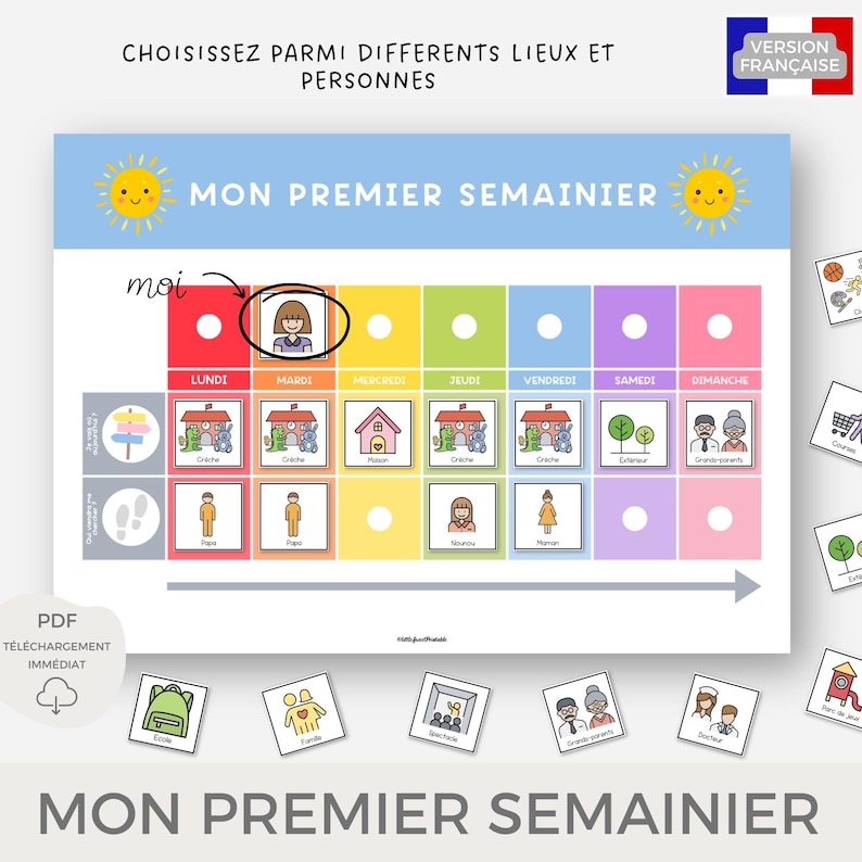 Emploi du temps visuel imprimable pour enfant, Semainier enfant ...