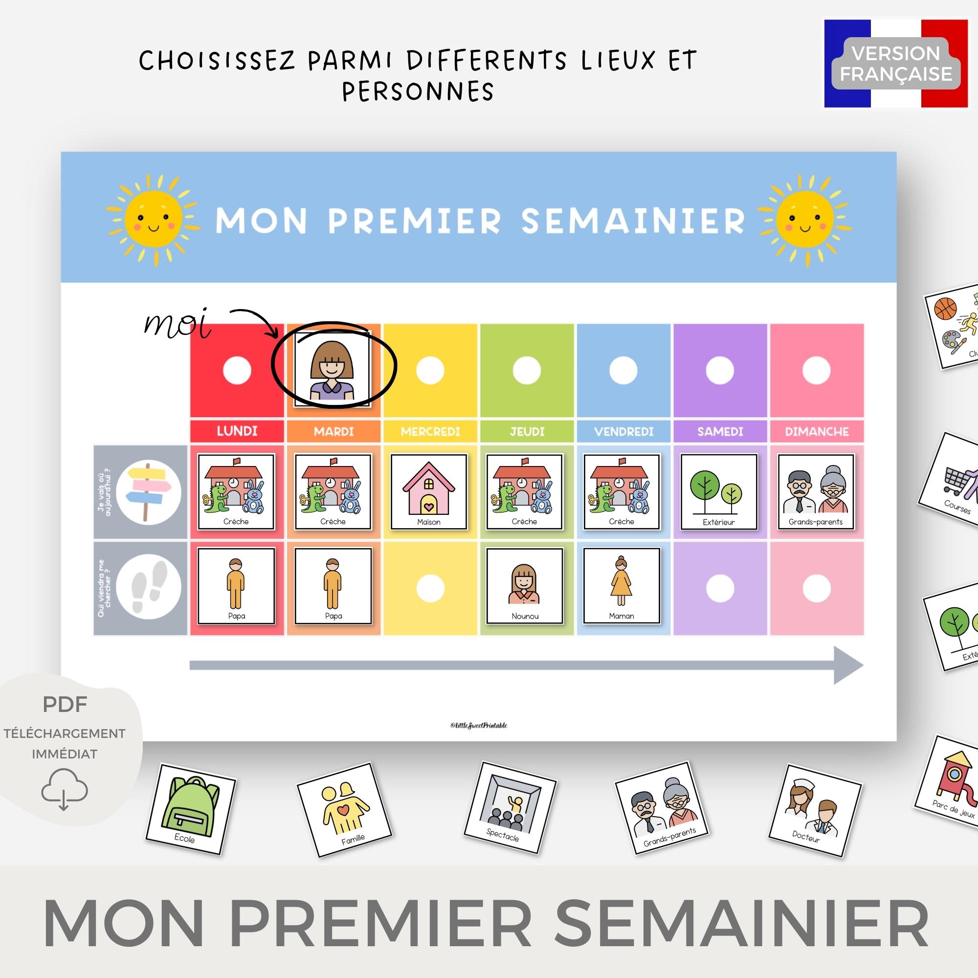 Emploi du temps visuel imprimable pour enfant, Semainier enfant ...