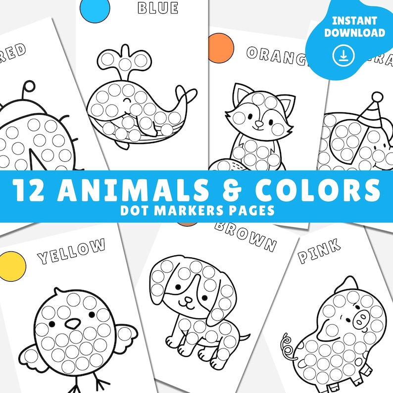 Do a Dot Printable, Animals Dot Marker Printable Pages, Easy Coloring ...