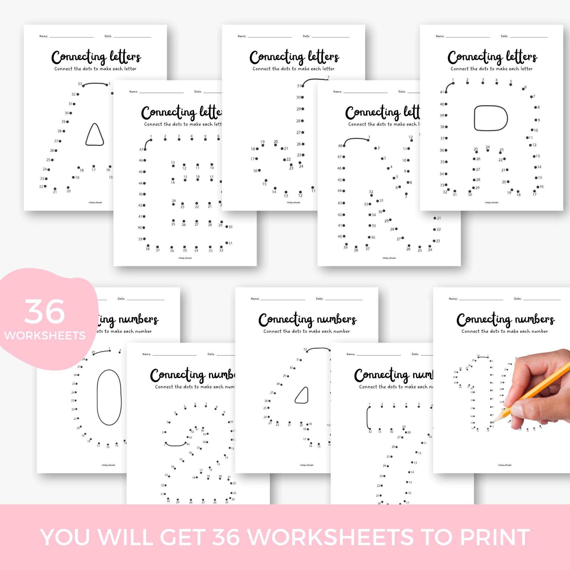 Connect the Dots, Letters and Numbers Worksheets, 36 Connecting Dots ...
