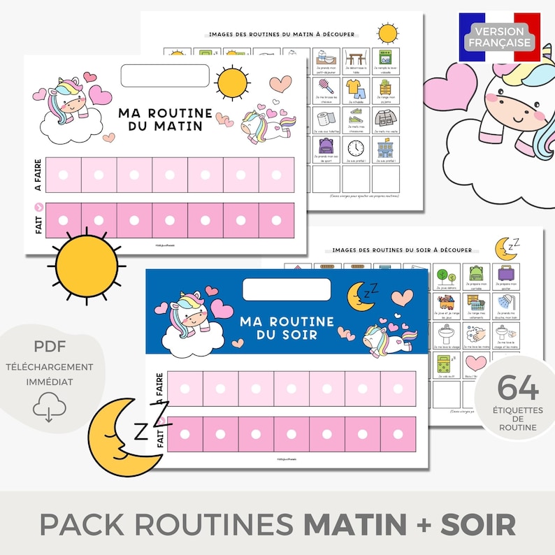 Morning and Bedtime Routine Chart, Routine Chart for Kids, Daily ...