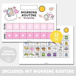 Morning and Bedtime Routine Chart, Kids Routine Chart, Reward Chart ...