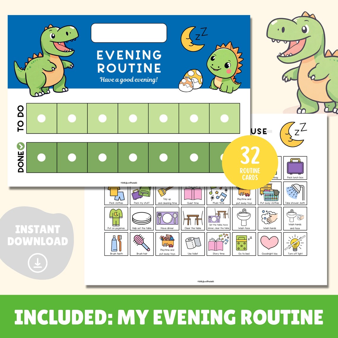Morning and Bedtime Routine Chart, Routine Chart for Kids, Daily ...