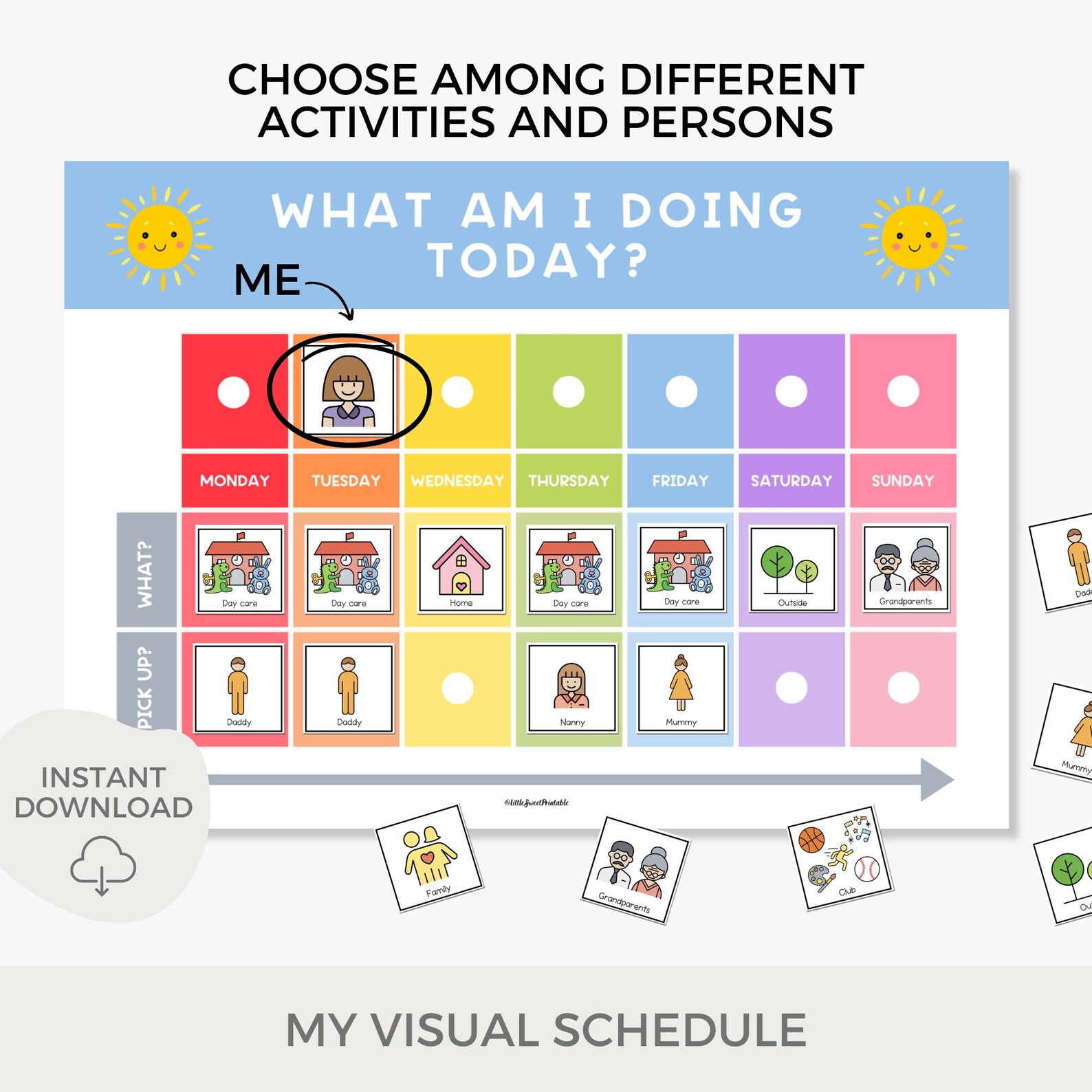 Weekly Visual Calendar, Toddler Visual Schedule, Daily Schedule, Weekly ...