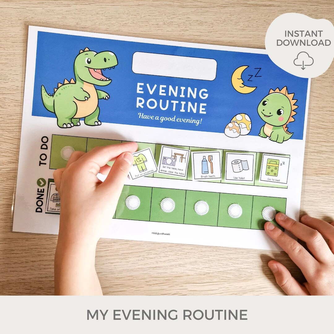 Kid Routine Chart, Bedtime Routine Chart, Evening Routine Chart, Visual ...