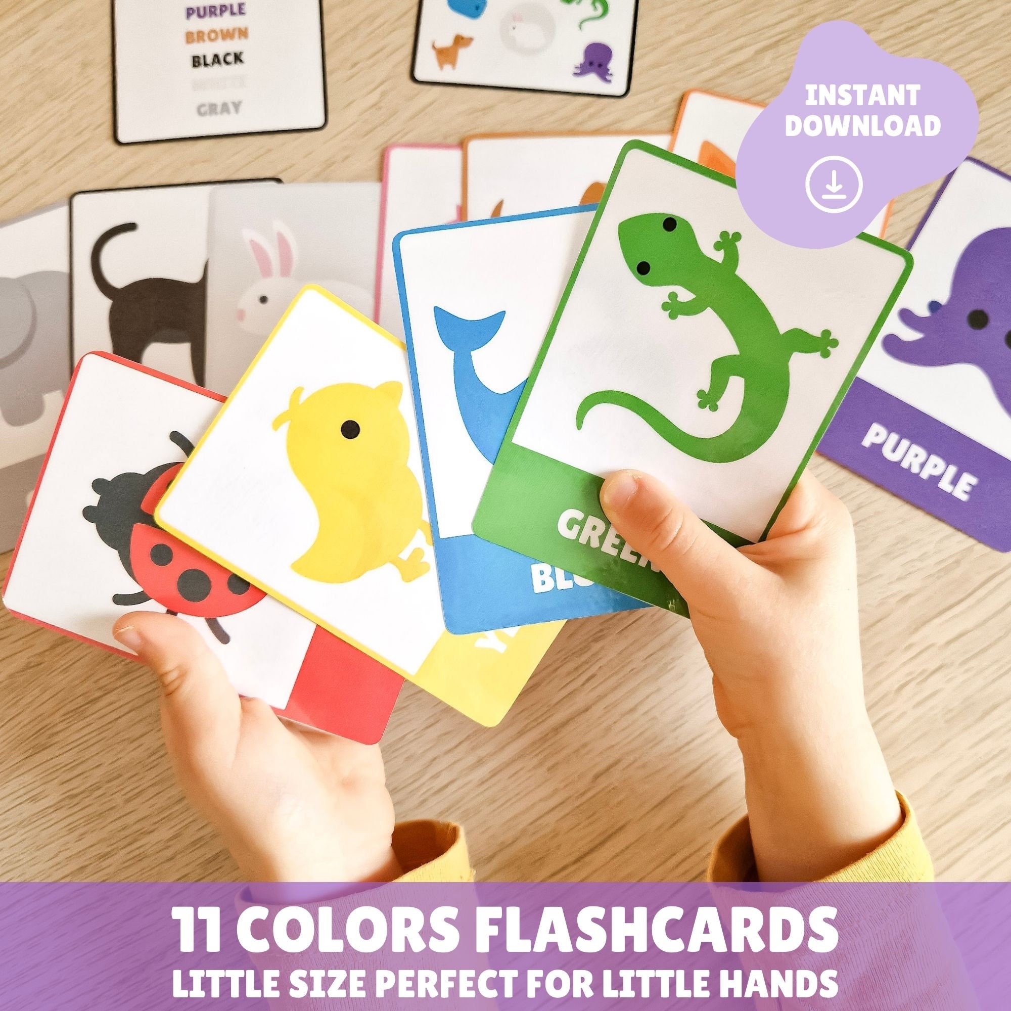 Colors and Animals Flashcards for Kids, Flashcards Printable, Color ...