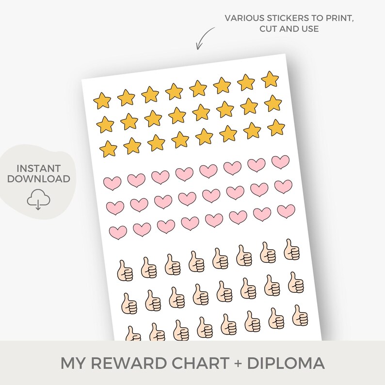 Reward Chart for Kids, Reward Sticker Chart, Bedtime Reward Chart ...