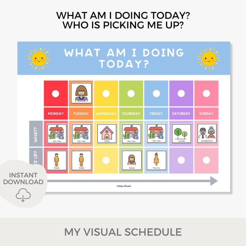 Weekly Visual Calendar, Toddler Visual Schedule, Daily Schedule, Weekly ...
