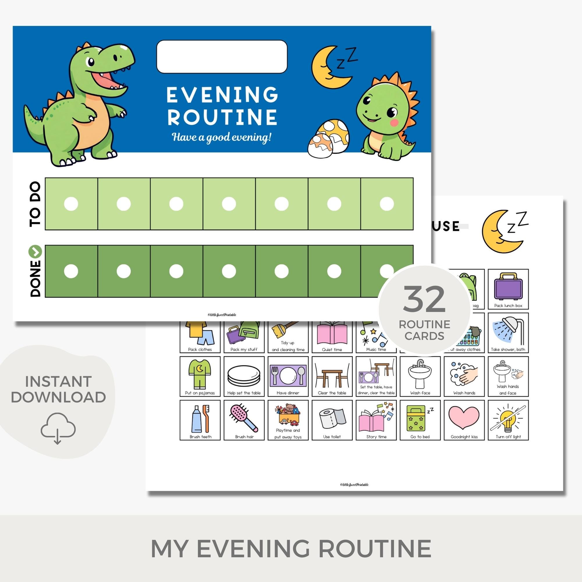 Bedtime Routine Chart, Visual Schedule for Kids, Toddler Routine ...