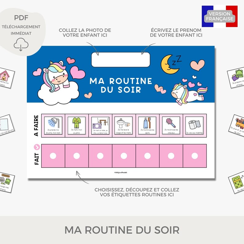 Bedtime Routine Chart, Visual Schedule for Kids, Toddler Routine ...