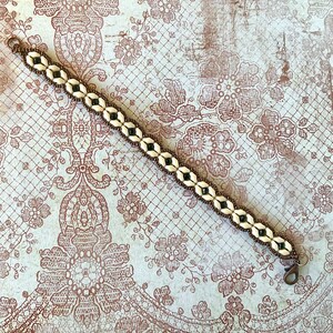 Cream and Bronze Superduo Rosette Bracelet; Bracelets for Women, Beaded Bracelets; Handmade ...