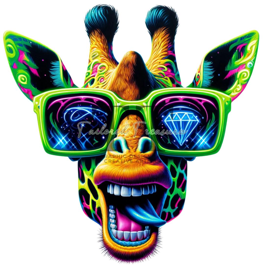 Funky Neon Giraffe 5 Pngs,digital Download, Sublimation, Dtf, Uvdtf, - Etsy