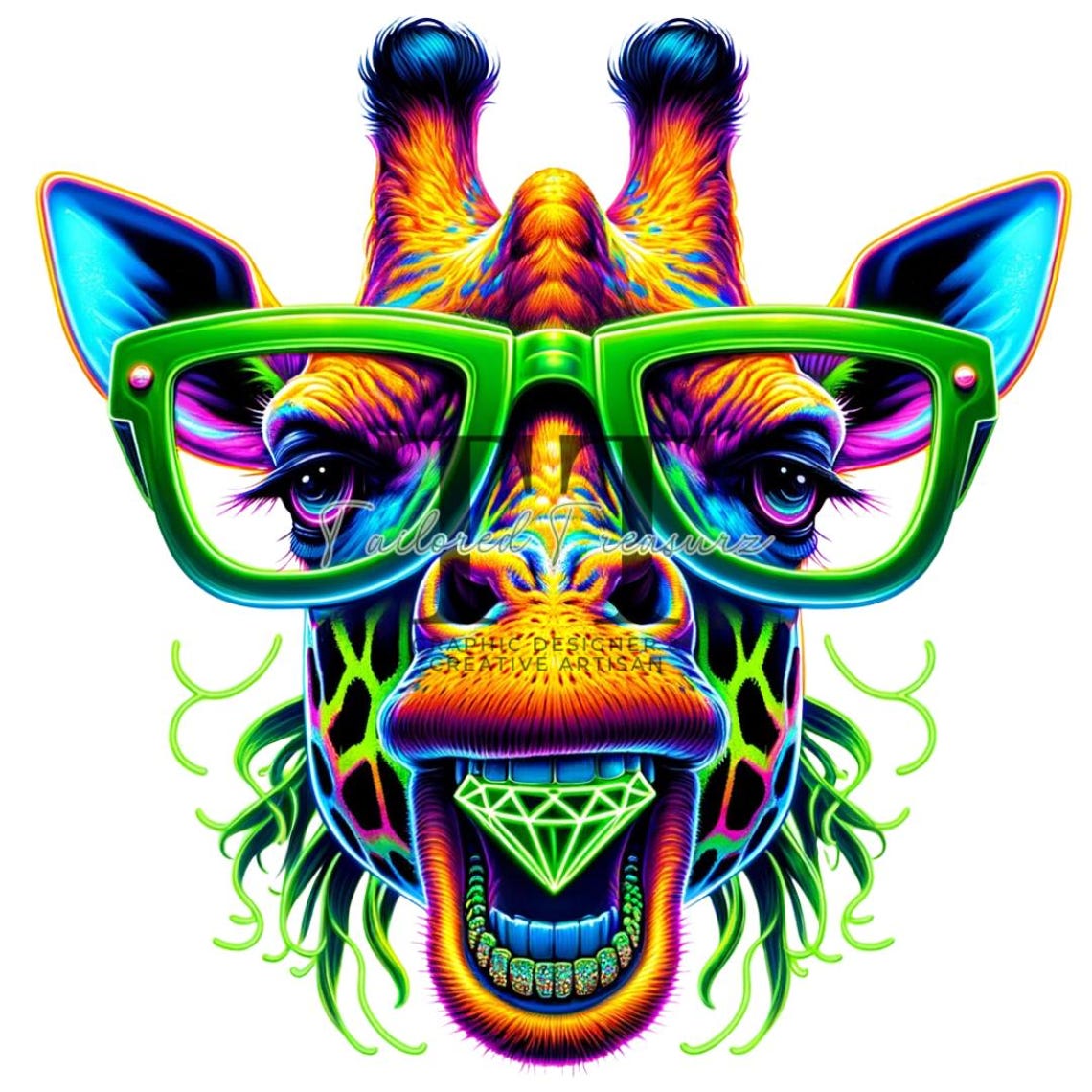 Funky Neon Giraffe 5 Pngs,digital Download, Sublimation, Dtf, Uvdtf, - Etsy