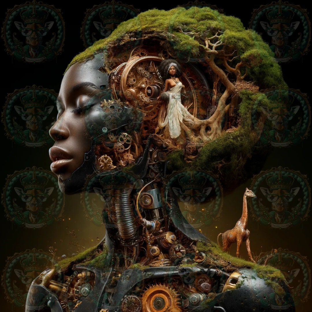 Echoes of a Cybernetic Goddess Surreal Steampunk Art Print - Etsy