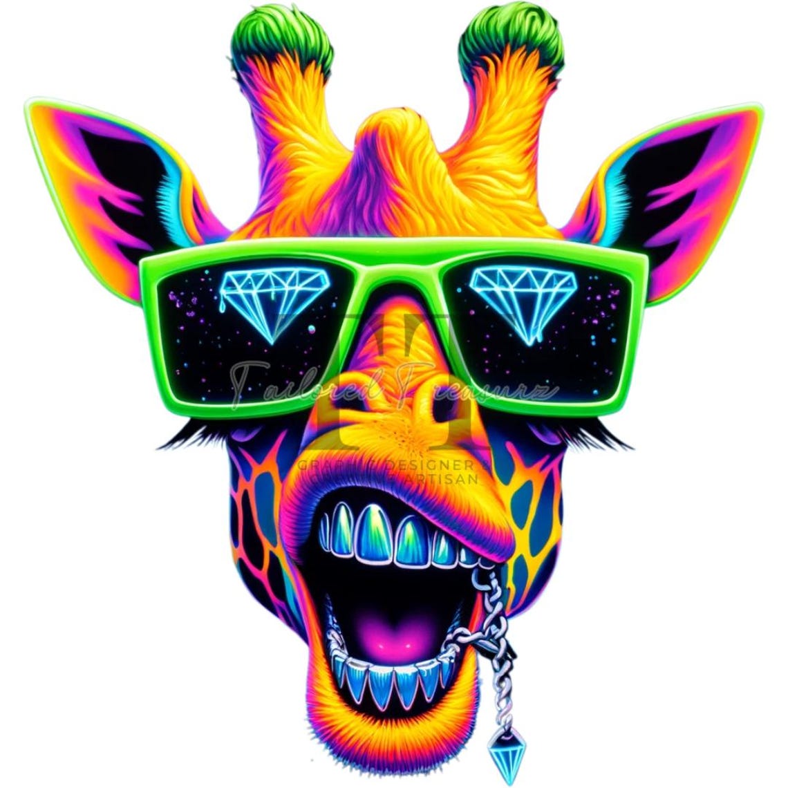 Funky Neon Giraffe 5 Pngs,digital Download, Sublimation, Dtf, Uvdtf, - Etsy