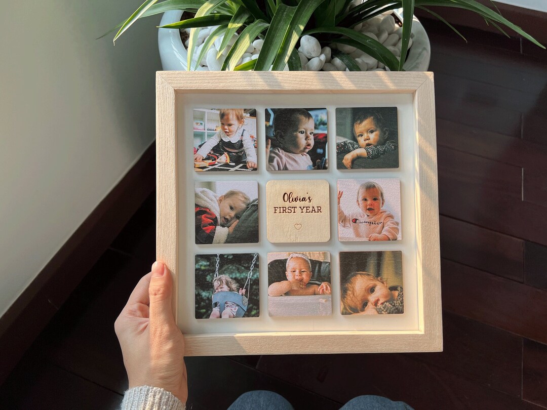First Year Photo Collage Wooden Frame, Multiple Picture Frame, Custom ...