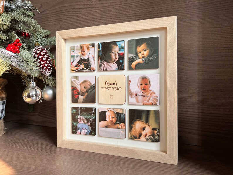 First Year Photo Collage Wooden Frame, Multiple Picture Frame, Custom ...