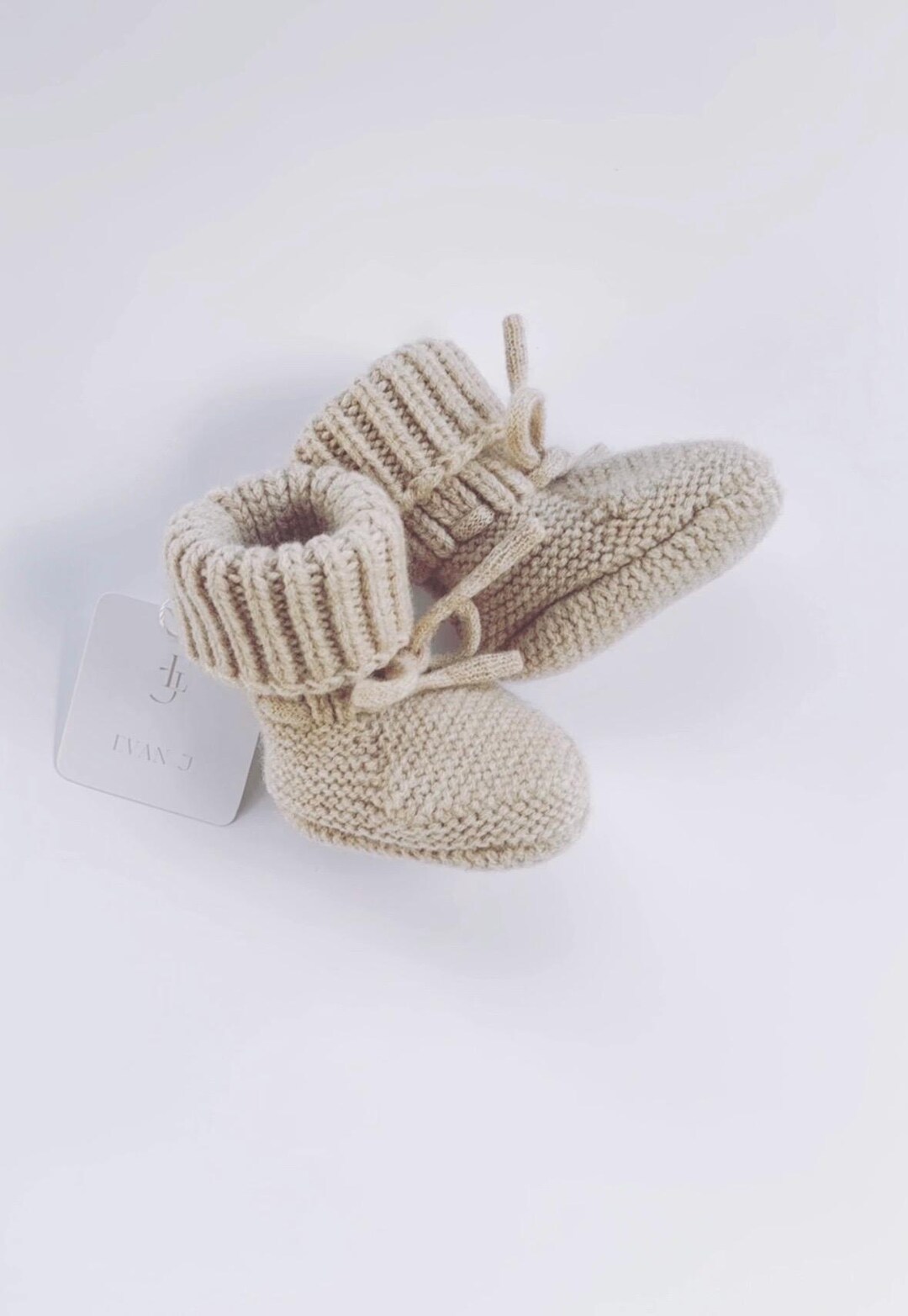 Merino Wool Baby Booties | Oat | Knit Baby Slippers | 0–12 Months ...