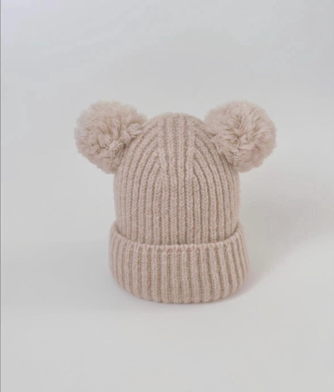 Merino Wool Baby Hat | Double Pom Poms | Oat Knit Baby Beanie | Baby ...