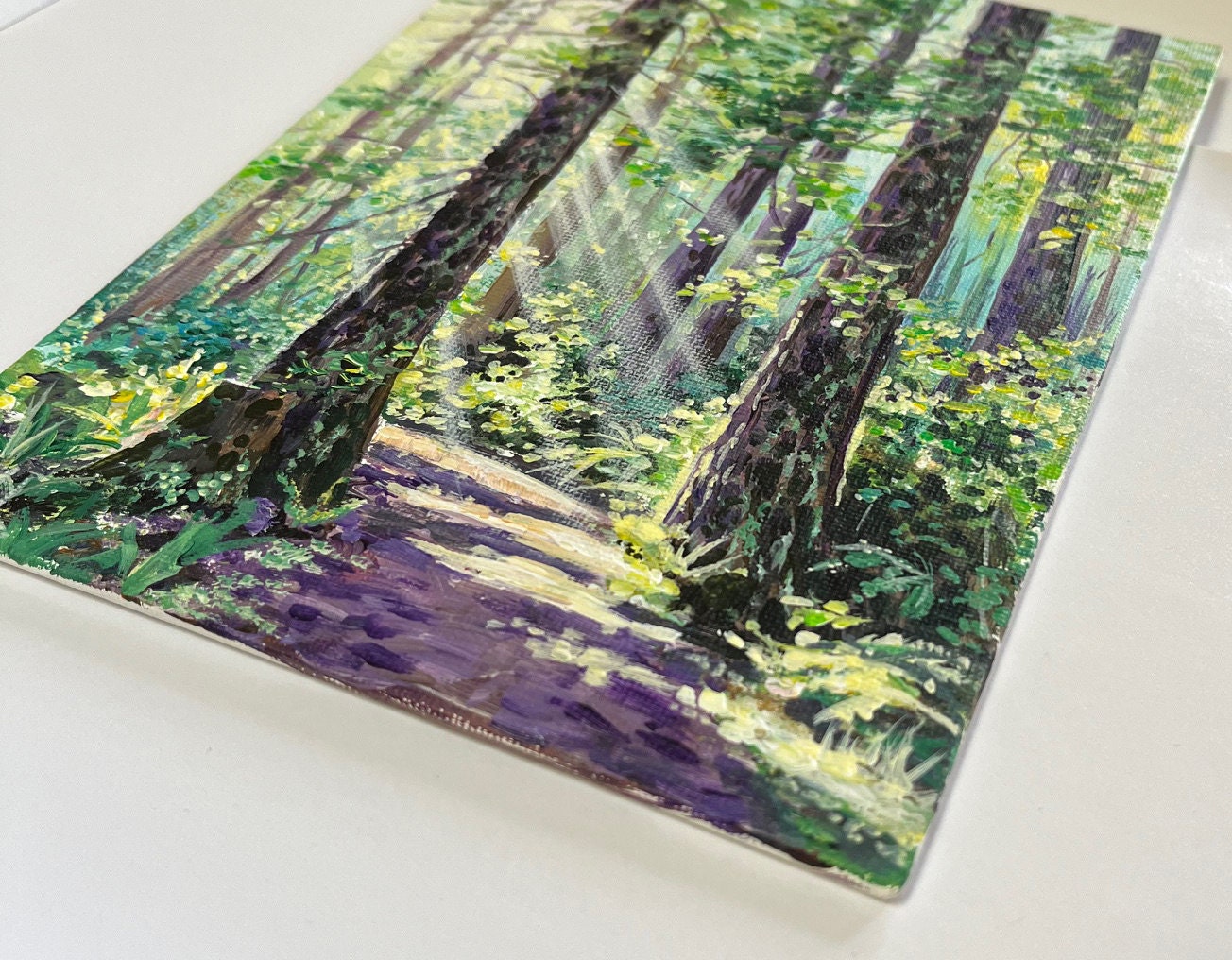 Forest Landscape. Sunbeam. Painting, Handmade, Acrylic. - Etsy