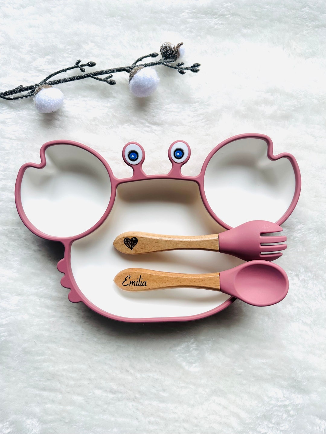 Personalized Children's Plate and Cutlery Meal Set Wooden Cutlery ...