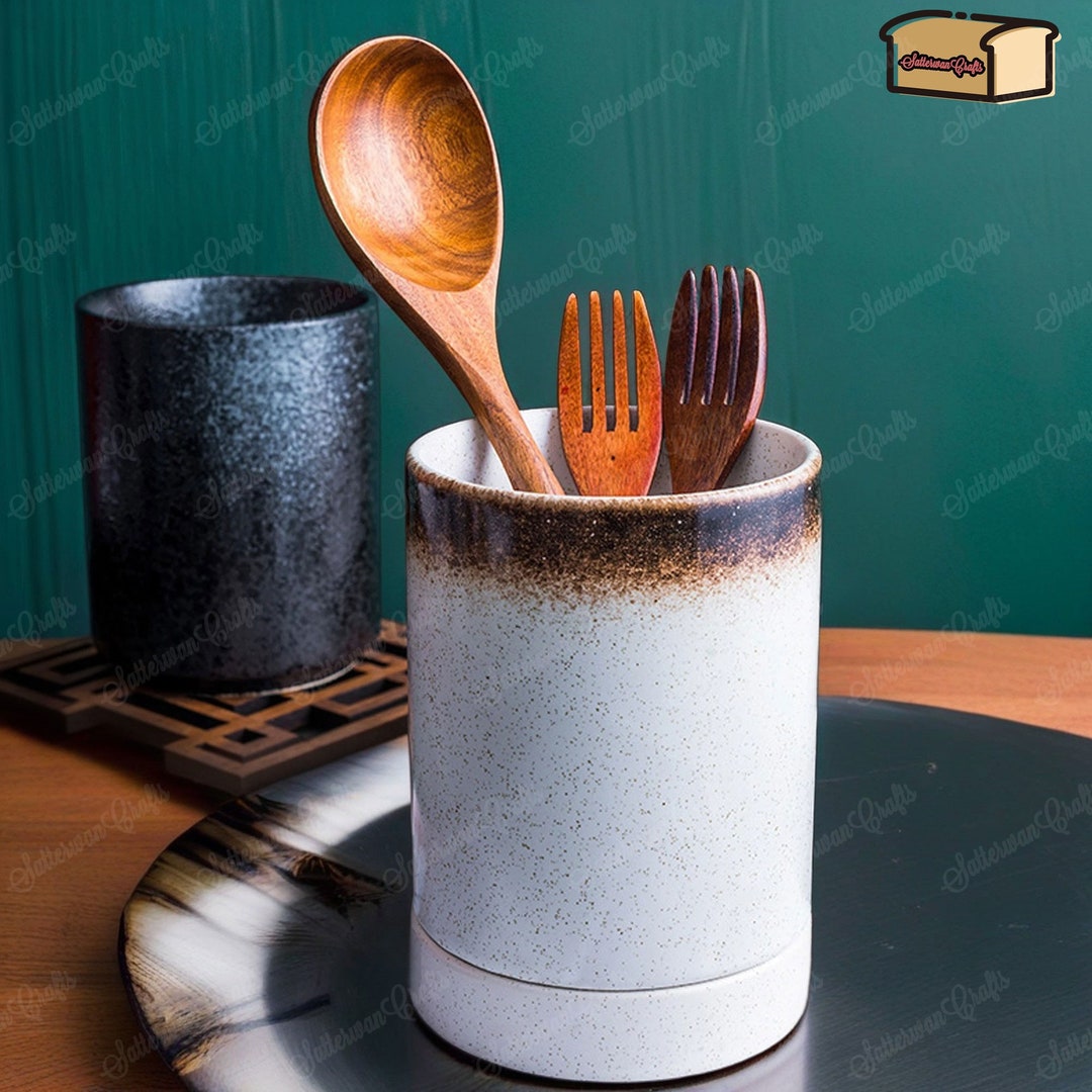 Handmade Ceramic Utensil Holder, Utensil Organizer, Ceramic Spoon ...