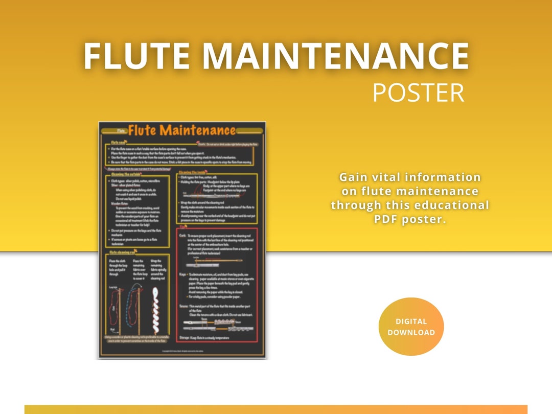 Flute Maintenance Flute Poster A3 Size Dark Mode Digital Download Flute ...